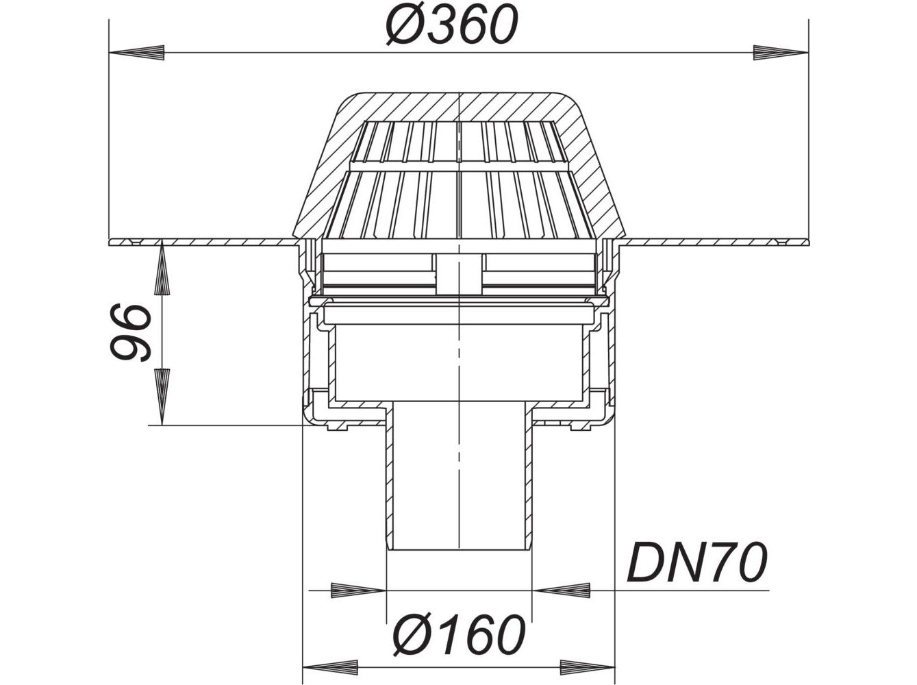 roof drain type 62 PVC, DN 70