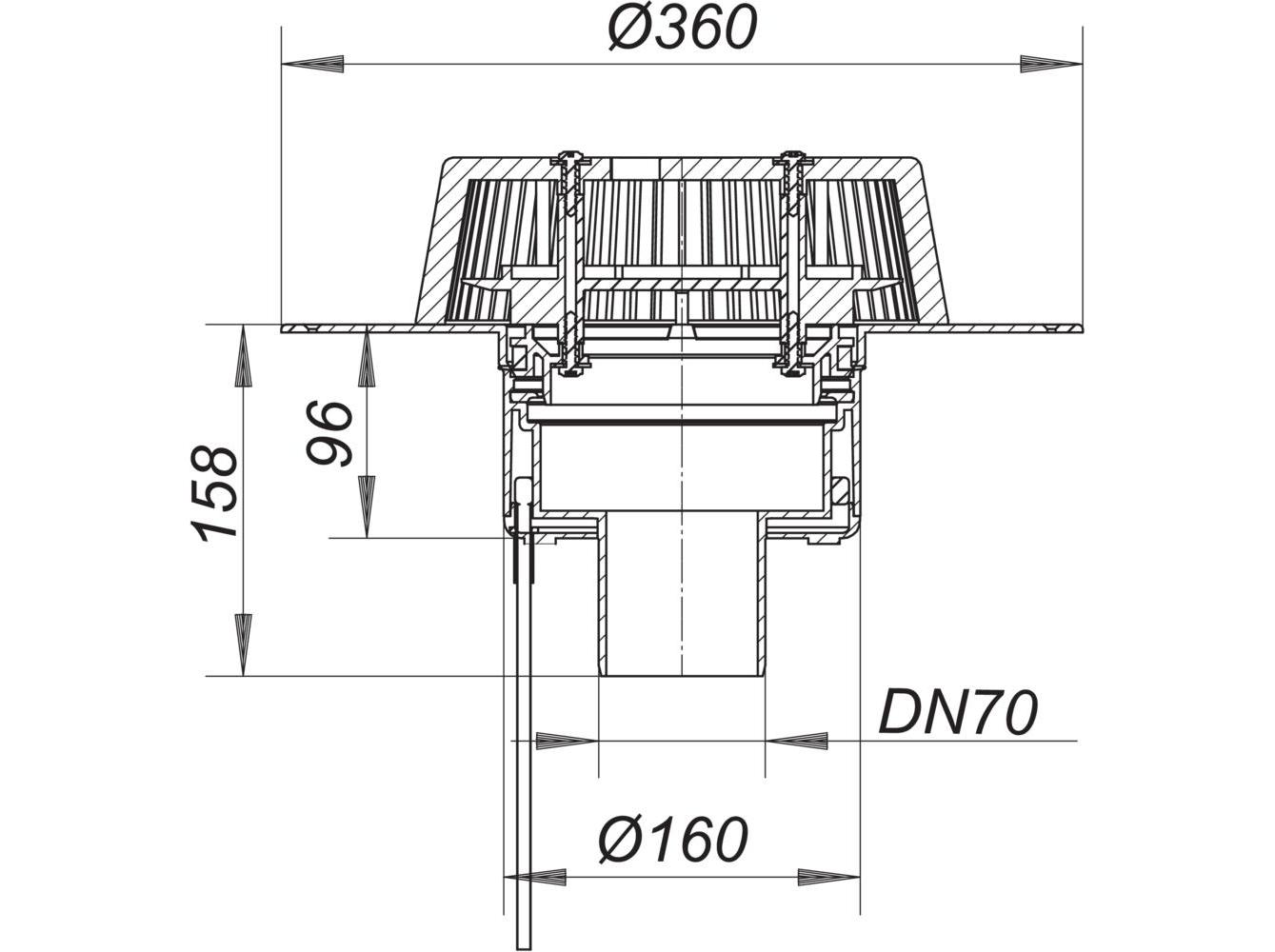roof drain SuperDrain type 62 H PVC, DN 70