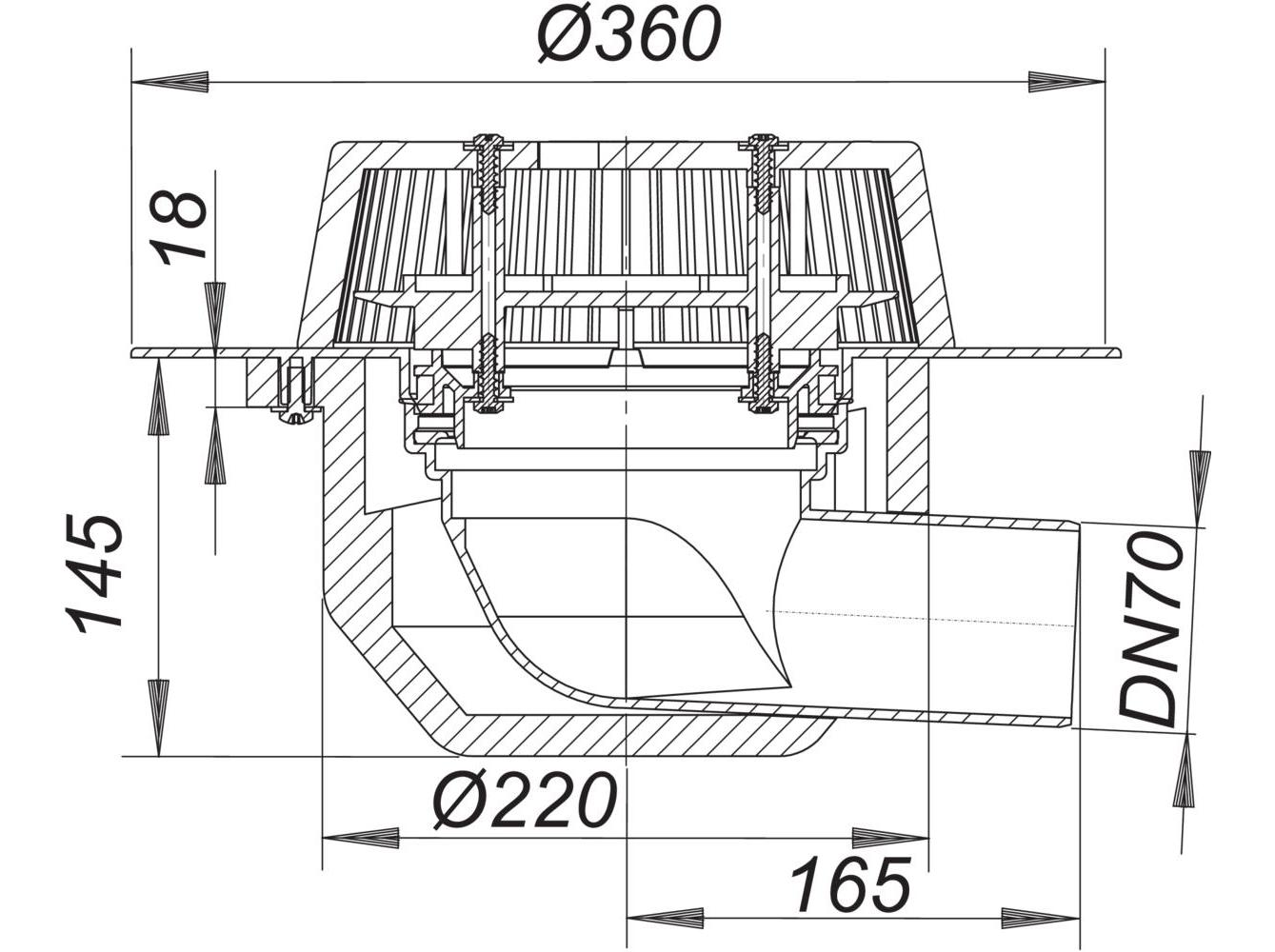 roof drain SuperDrain type 64 PVC, DN 70