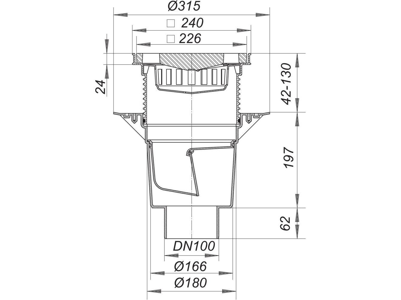yard drain type 616.0, DN 100